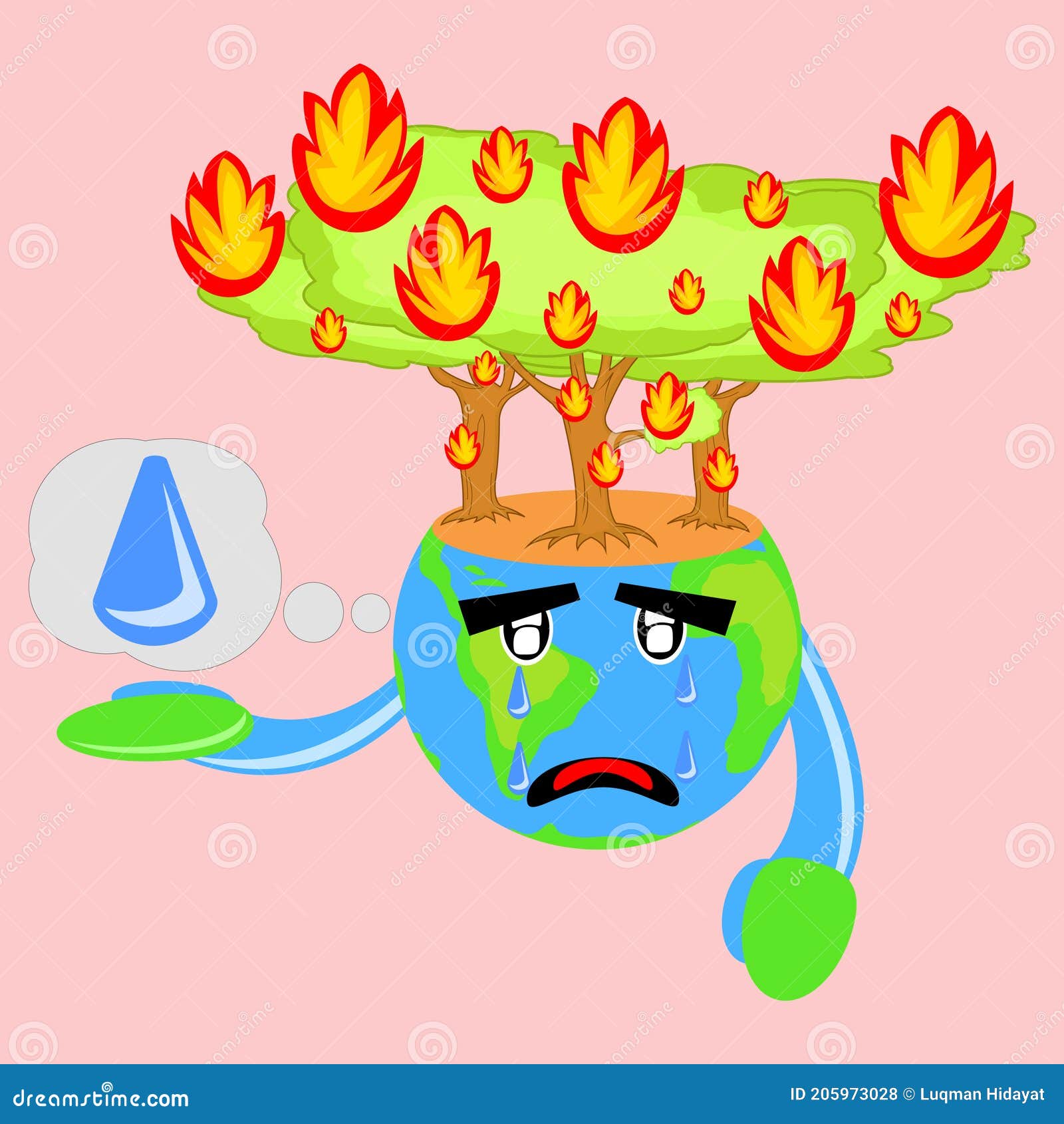 Illustration Cartoon Character of Save Earth from Forest Fire Stock ...