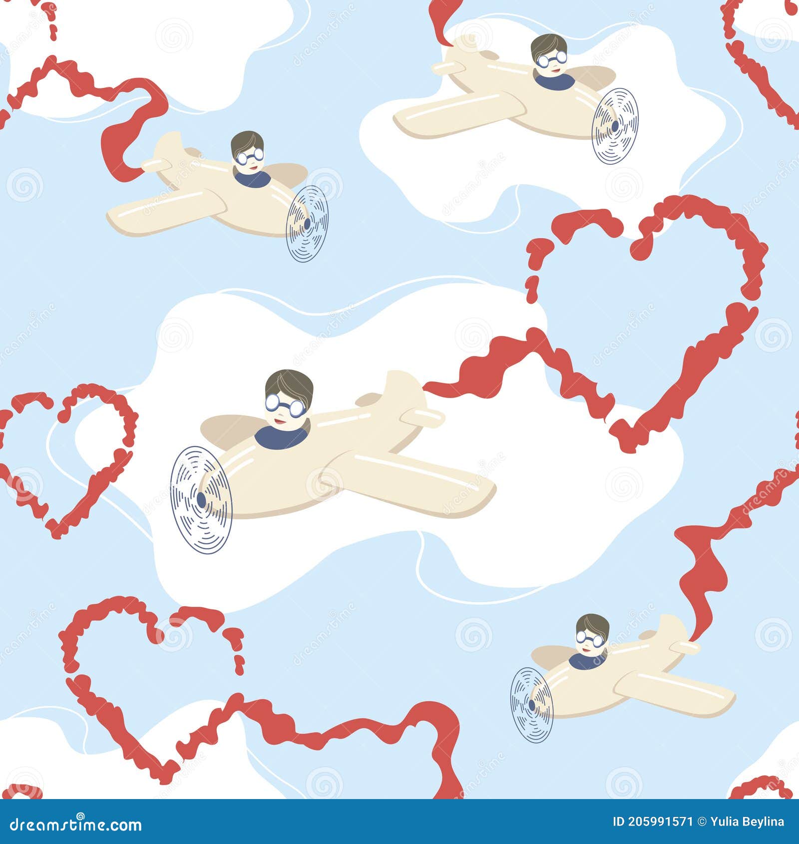 Flying Love Airplanes with Hearts on the Sky. Stock Vector ...