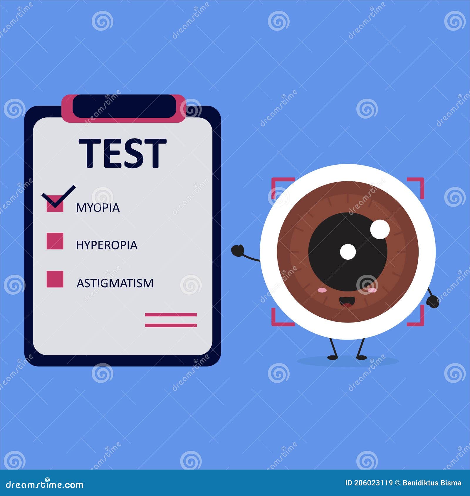 Myopia Diagnose With Kawaii Eye Cartoon Vector | CartoonDealer.com ...