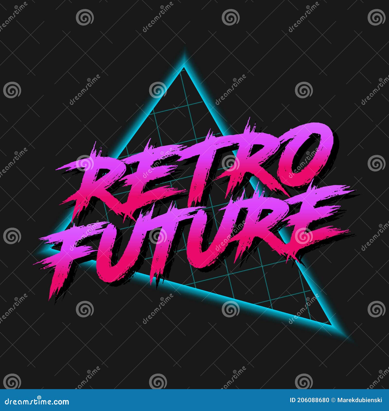 Retro Future Logo 80`s Style Vector Art | Glow Neon Magenta Gradient ...