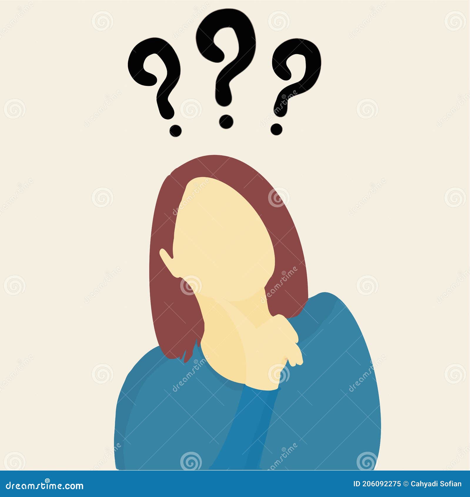 Woman Is Confusing And Thinking With Question Marks Sign, Vector ...