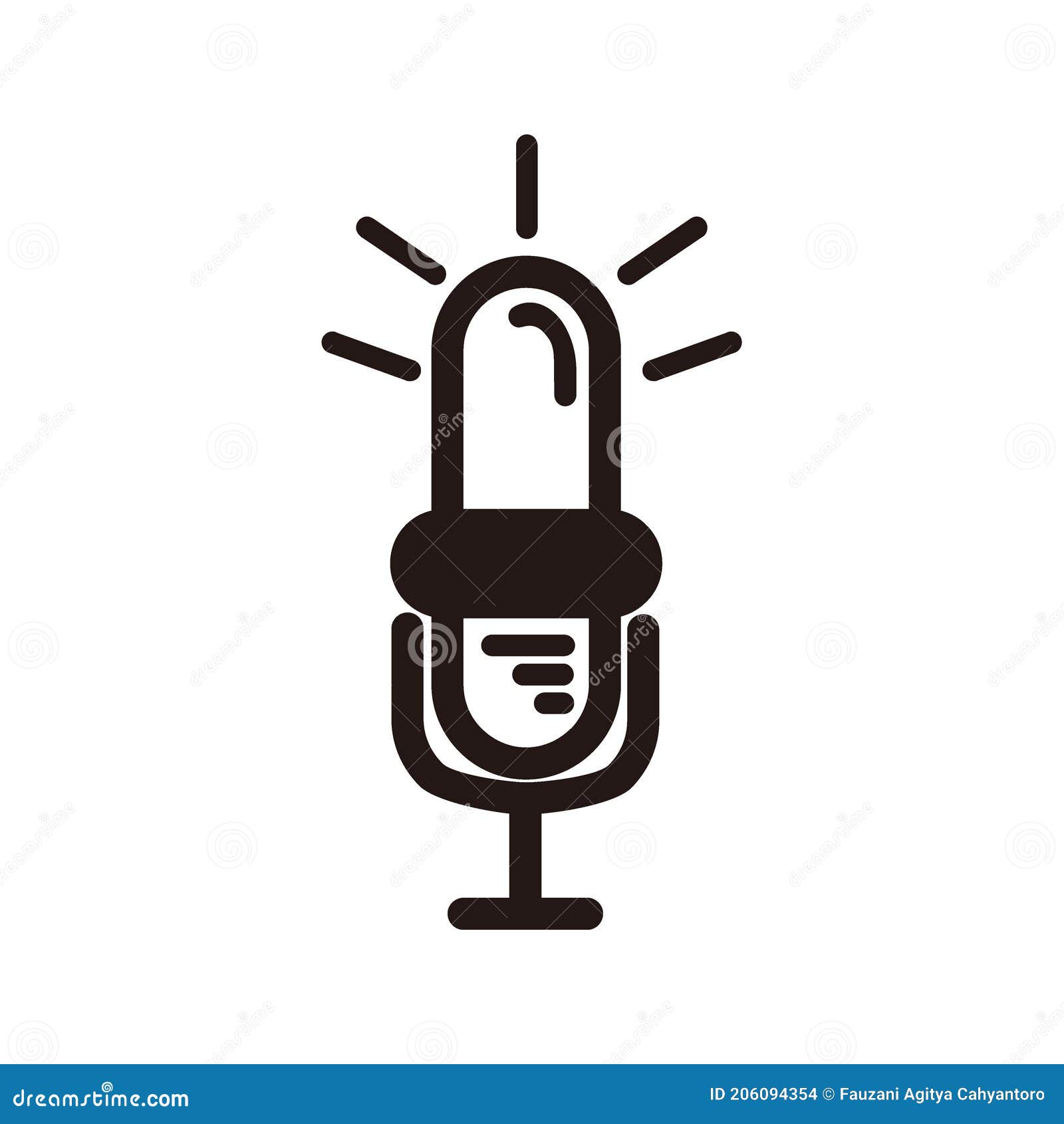 Light Bulb Microphone Silhouette for Broadcast, Podcast or Music Stock ...