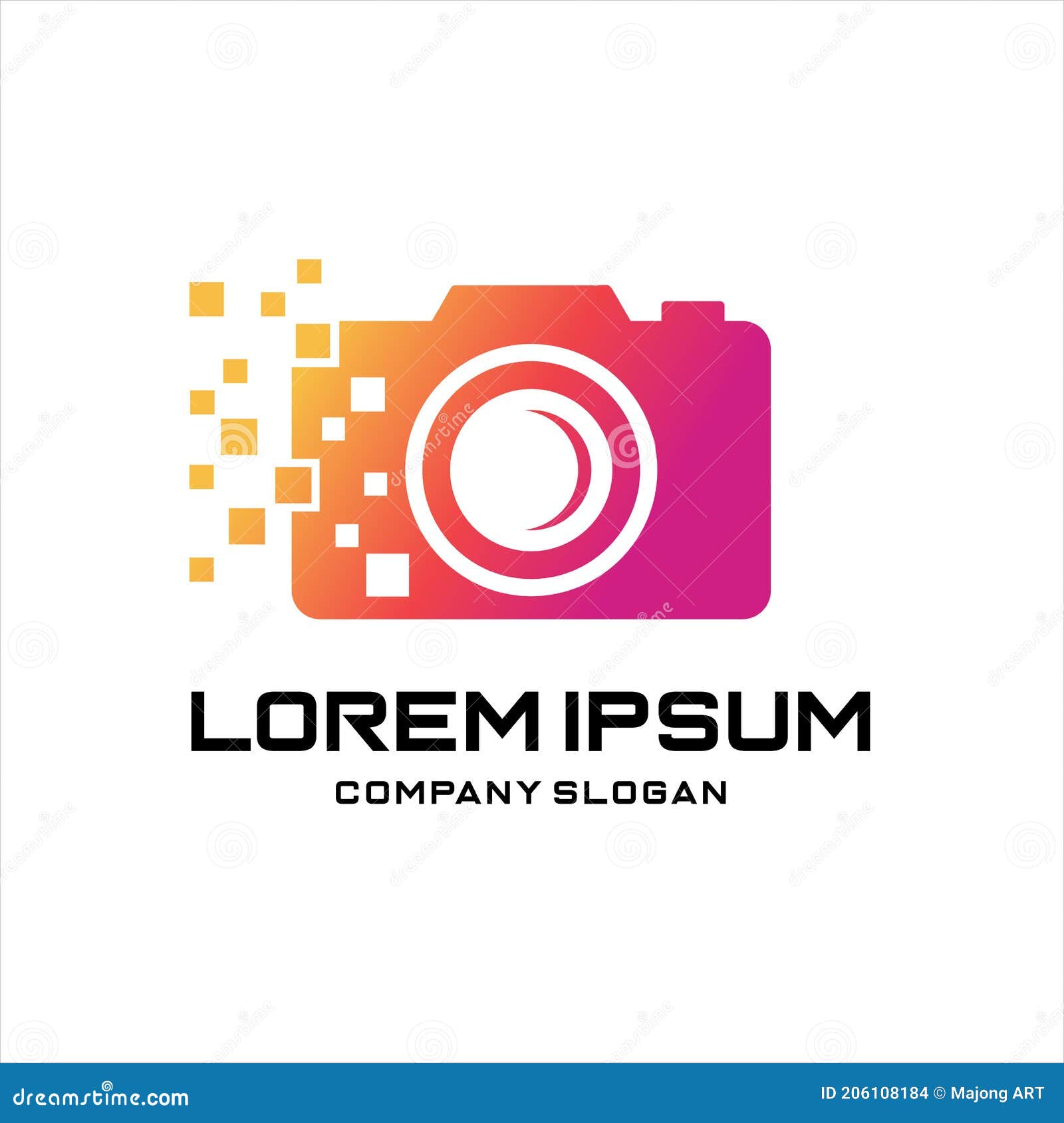 Pixel Photo Logo Template Design Vector, Abstract Camera with Colorful ...