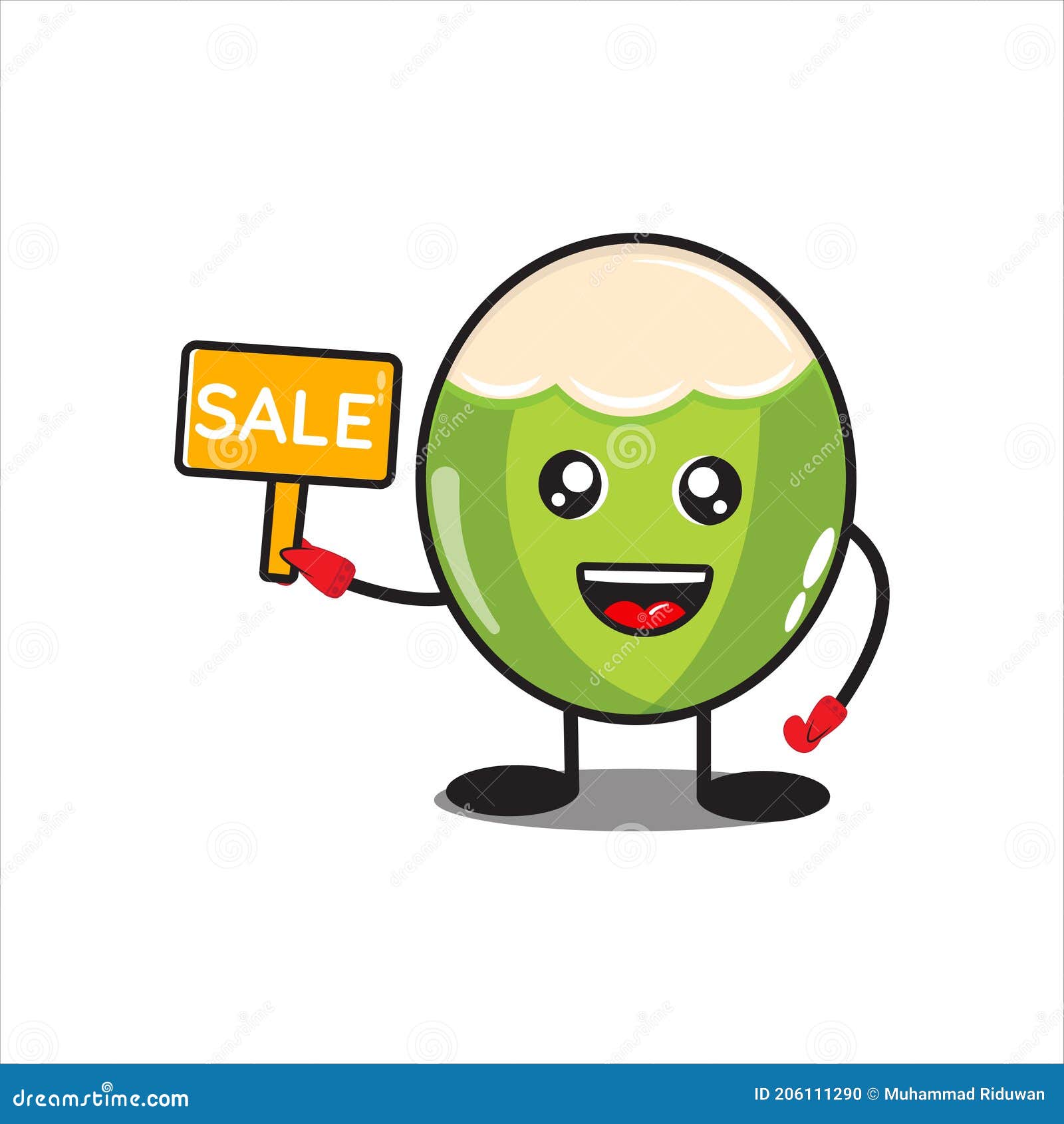 Coconut Mascot with a Selling Sign Stock Vector - Illustration of sign ...