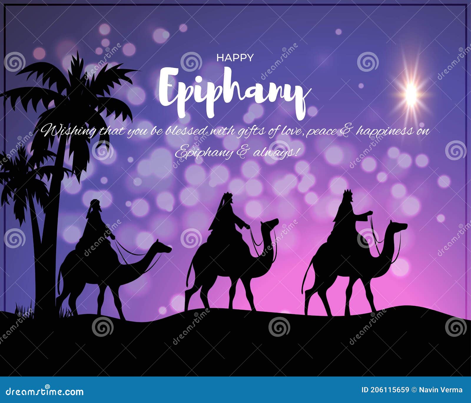 Vector Illustration of Epiphany Concept Greeting. Stock Illustration ...