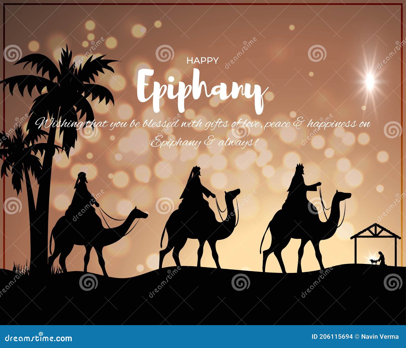 Vector Illustration of Epiphany Concept Greeting. Stock Illustration ...