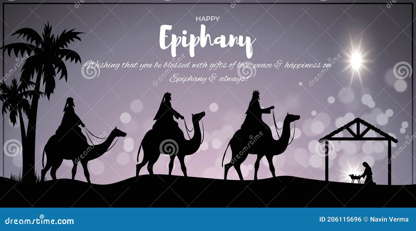 Vector Illustration of Epiphany Concept Greeting. Stock Illustration ...