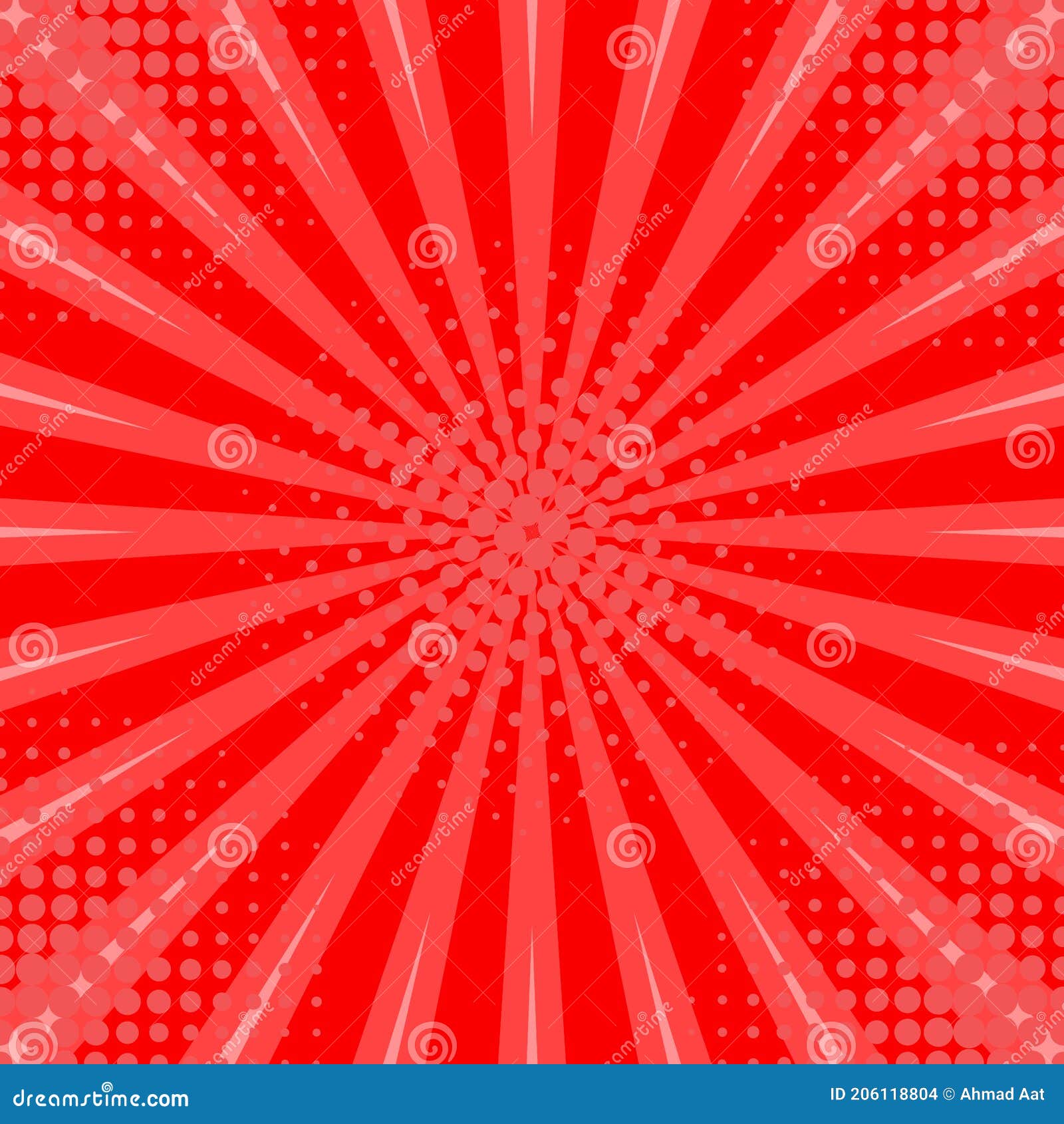 Abstract Red Striped Retro Comic Background with Halftone Corners ...