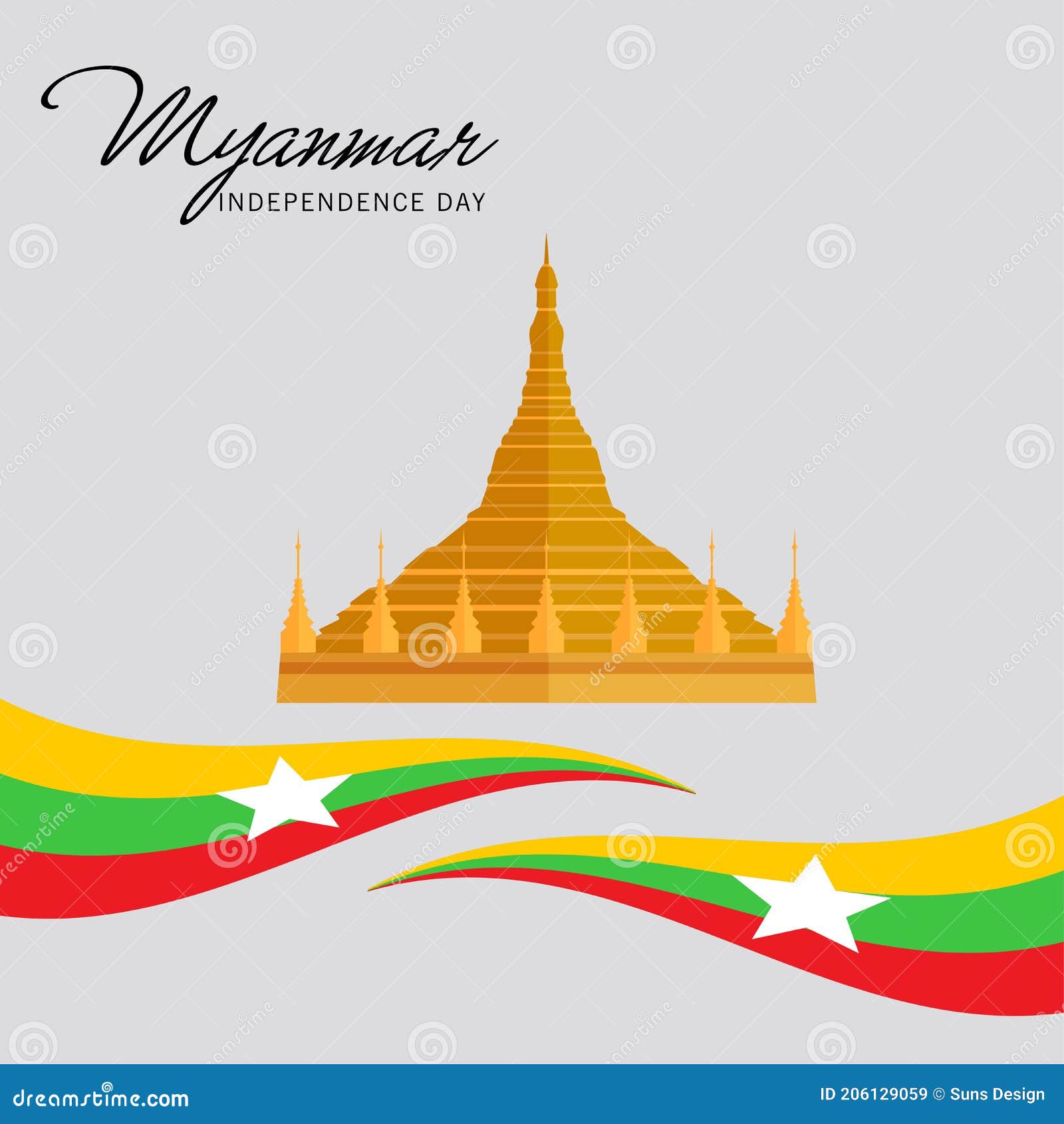 Myanmar Independence Day. stock illustration. Illustration of flyer ...