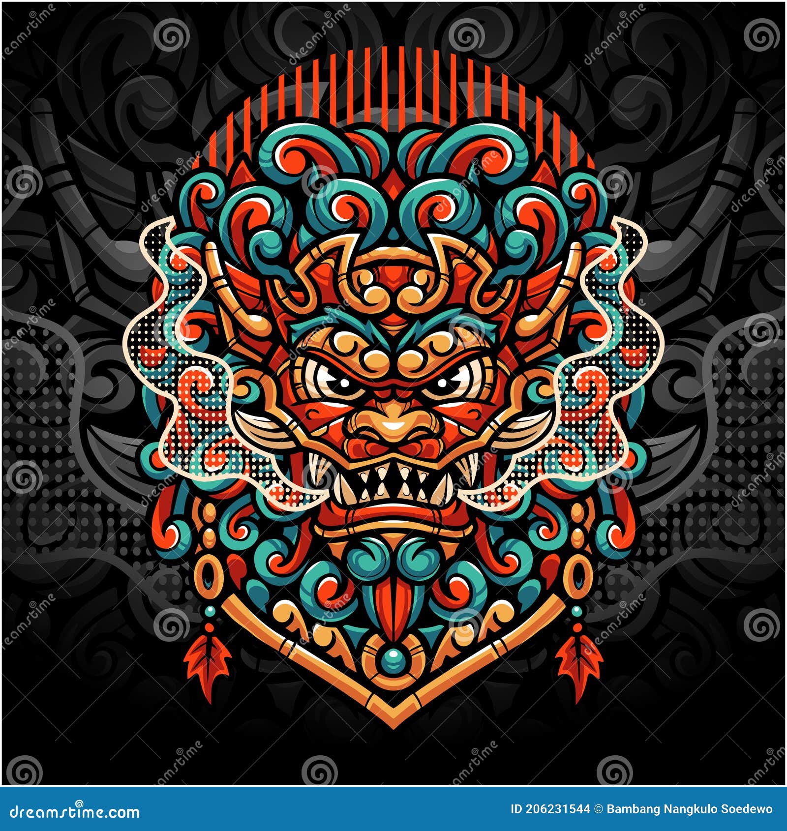 Foo dog esport mascot logo stock vector. Illustration of dynasty ...