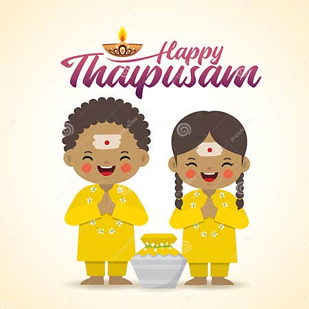 Thaipusam Festival - Cartoon Tamil People and Paal Kudam Stock Vector ...