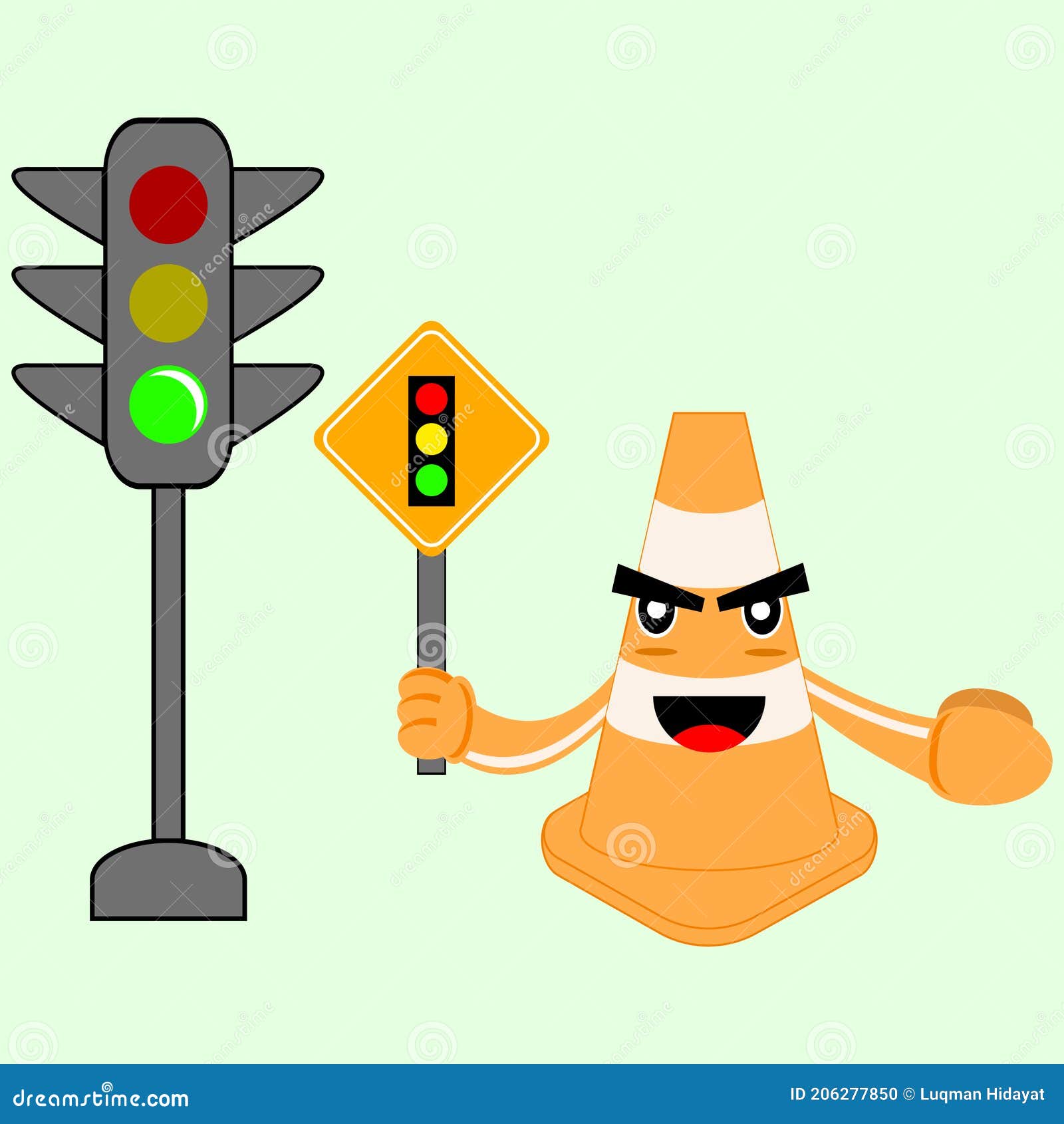Illustration Cartoon Character of the Green Light on the Traffic Light ...
