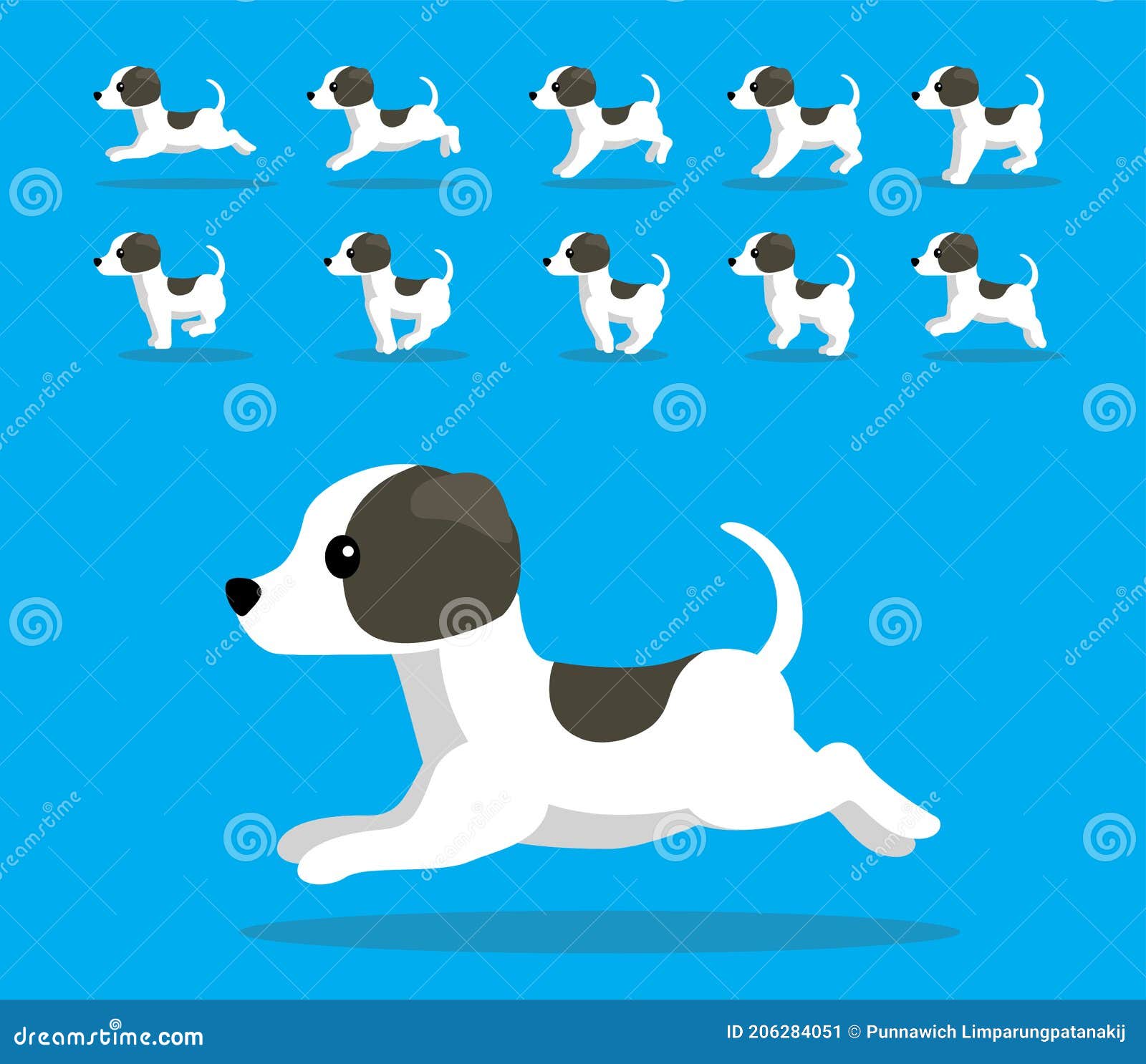 Animal Animation Sequence Dog Whippet Cartoon Vector Stock Vector ...