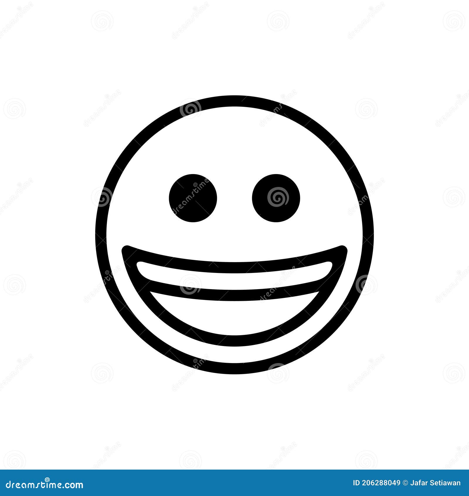 Grinning Smiley Face in Outline Icon Stock Illustration - Illustration ...