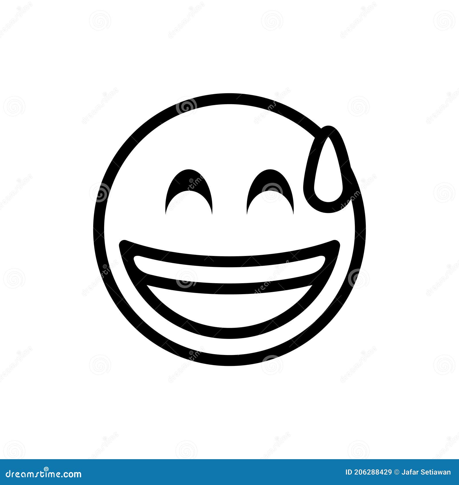 Sweat Smile Face in Outline Icon Stock Illustration - Illustration of ...
