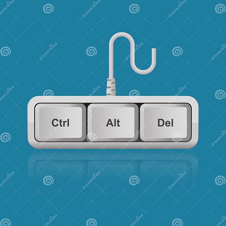 Ctrl, Alt, Del Keyboard Keys Isolated on Background Vector Illustration ...