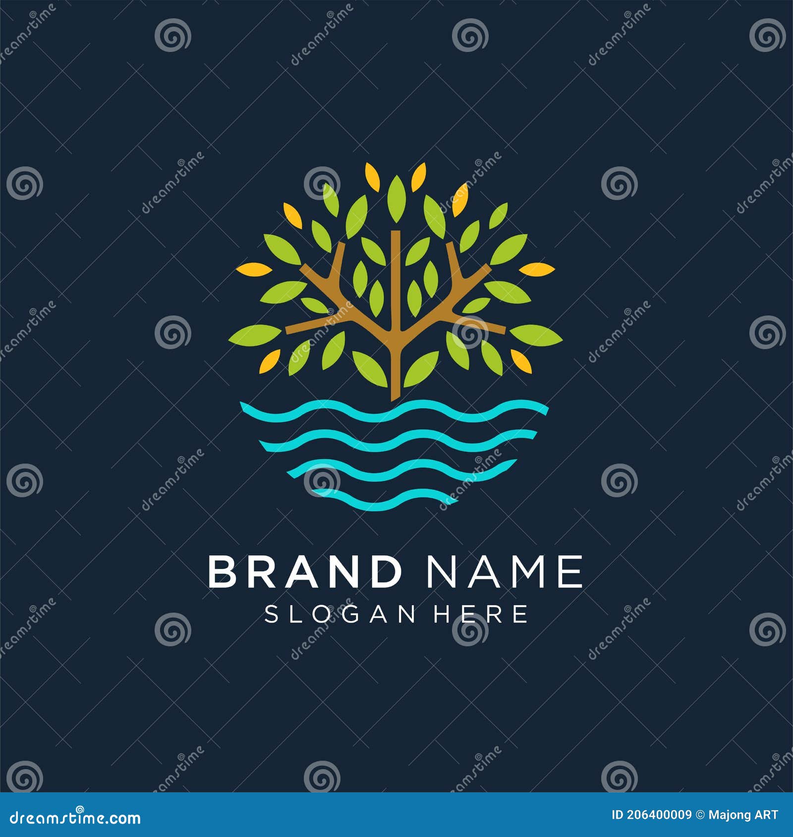 Tree Lake Logo Icon, River Tree Logo Circle Stock Vector - Illustration ...