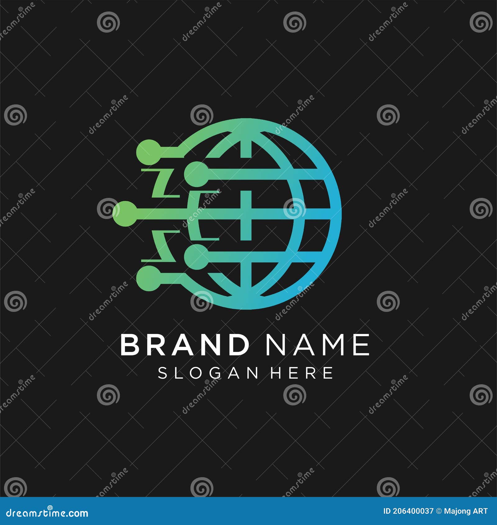 World Tech Logo Template, Simple Line Art World Tech Logo Template ...