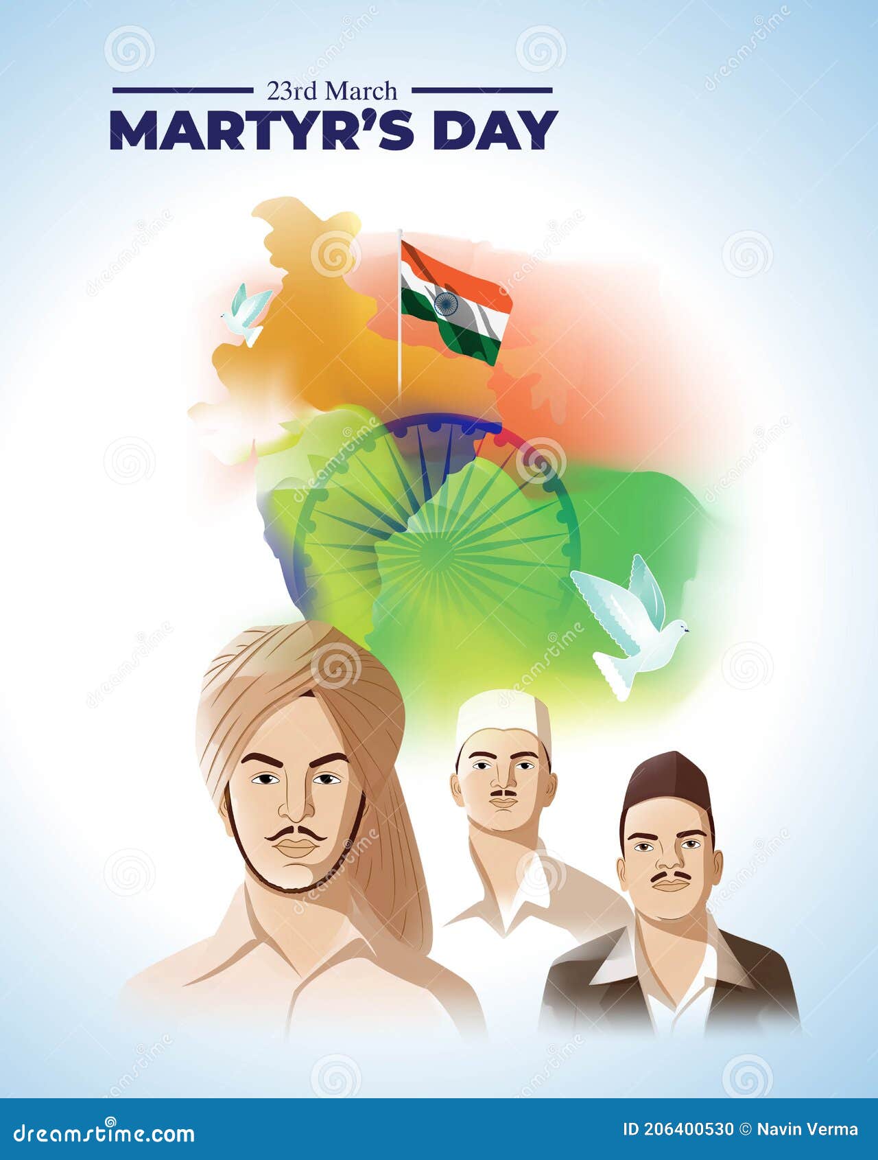 Vector Illustration of Indian Martyrs` Day Concept Banner. Stock Vector ...