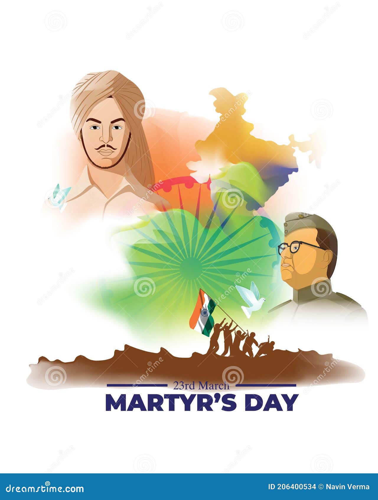 Vector Illustration of Indian Martyrs` Day Concept Banner. Stock Vector ...