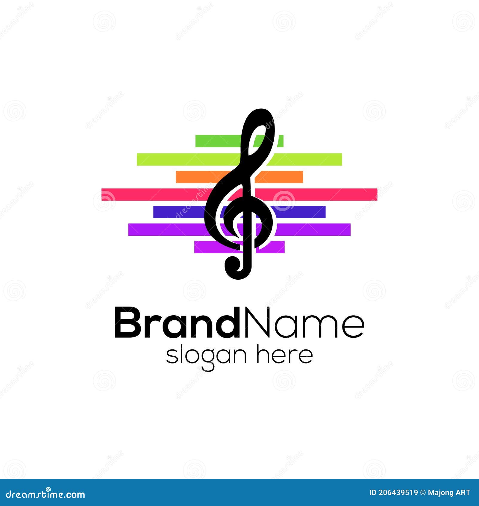Creative Colorful Media with Music Notation Logo Design Template Stock ...