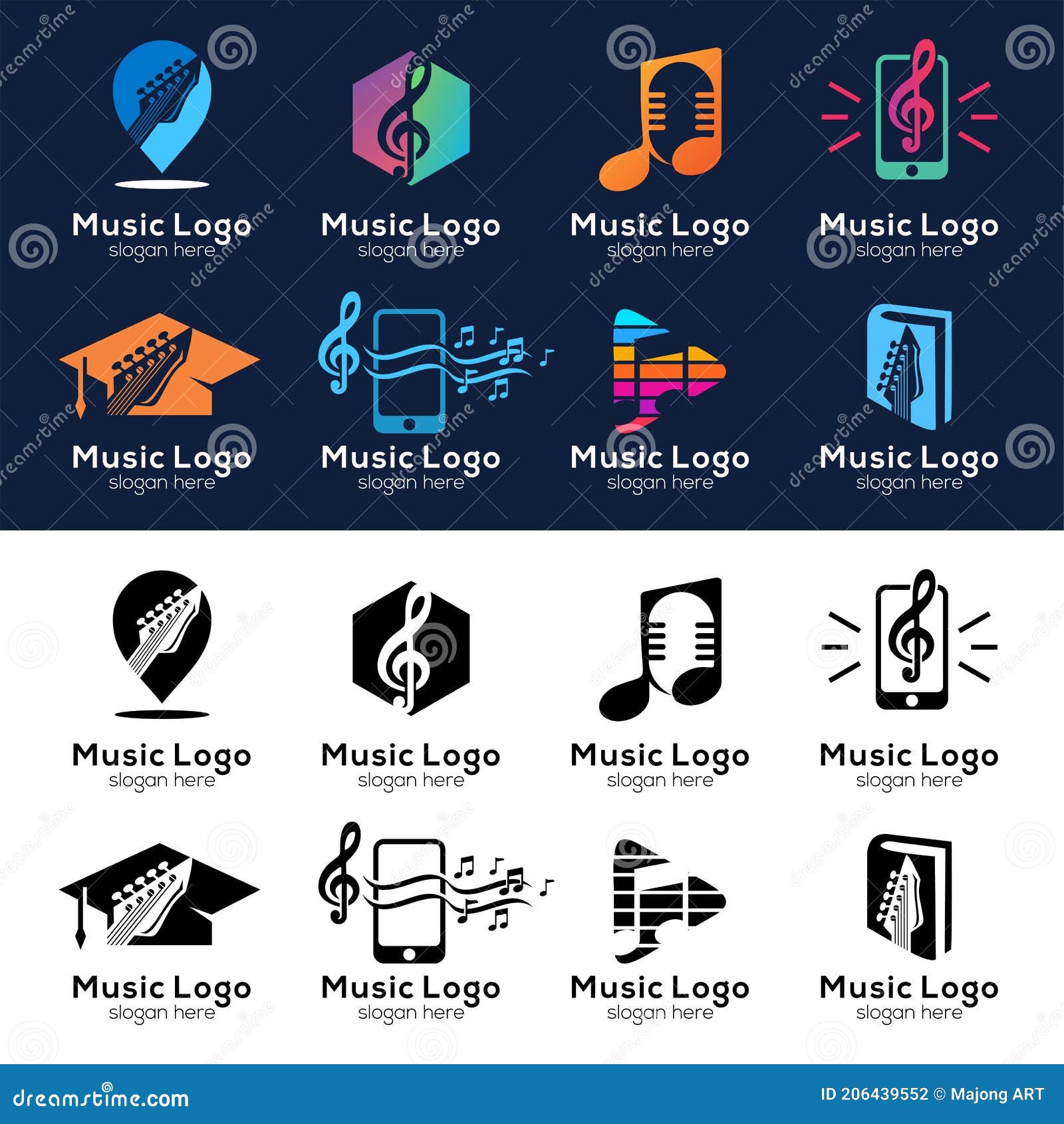 Set of Collection of Music Logos and Emblems. Design Elements Made in ...