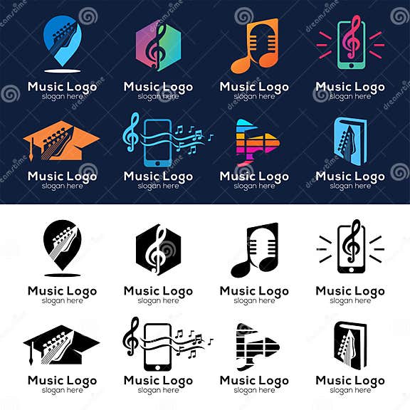 Set of Collection of Music Logos and Emblems. Design Elements Made in ...