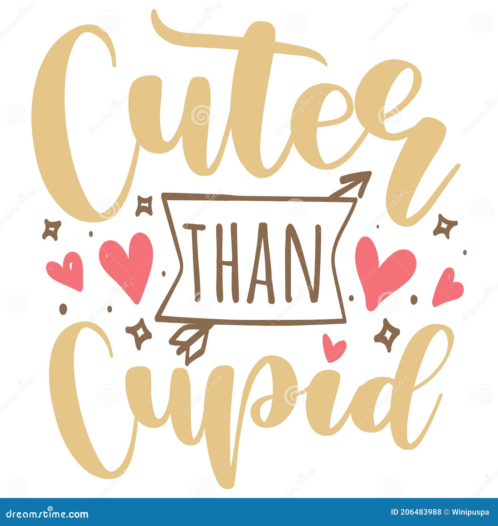 Cuter Than Cupid, Modern Calligraphy Poster, Handwritten Ink Lettering ...