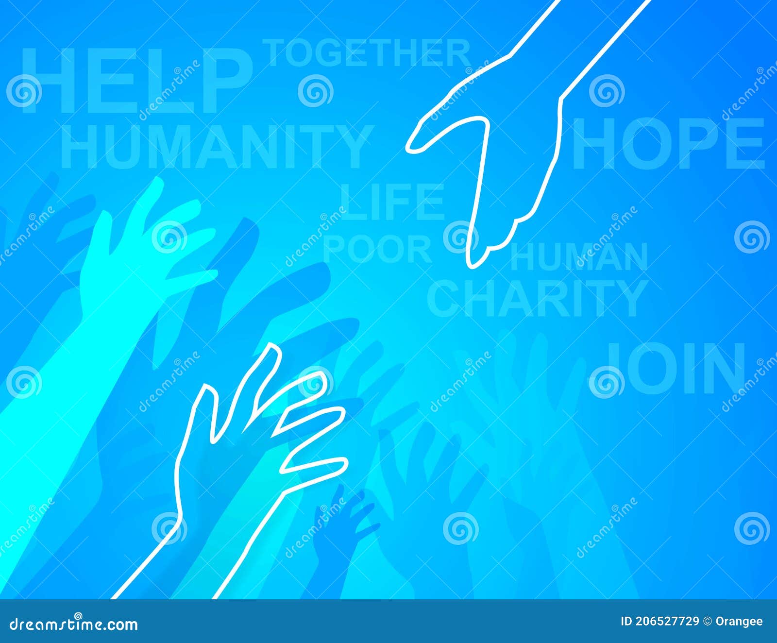 Helping Hands, Help Chairty Design In Blue Background Cartoon Vector ...