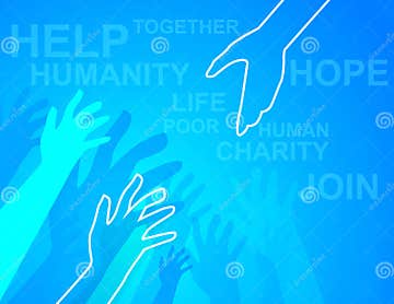 Helping Hands, Help Chairty Design in Blue Background Stock Vector ...