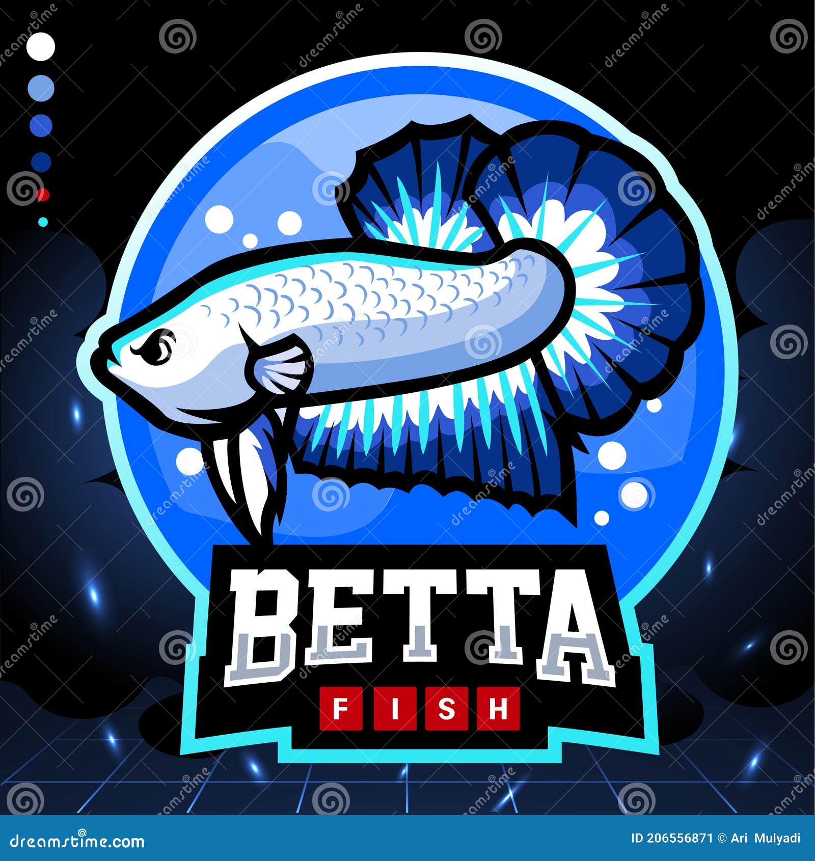 Blue Rim Betta Fish Mascot. Esport Logo Design Stock Vector ...