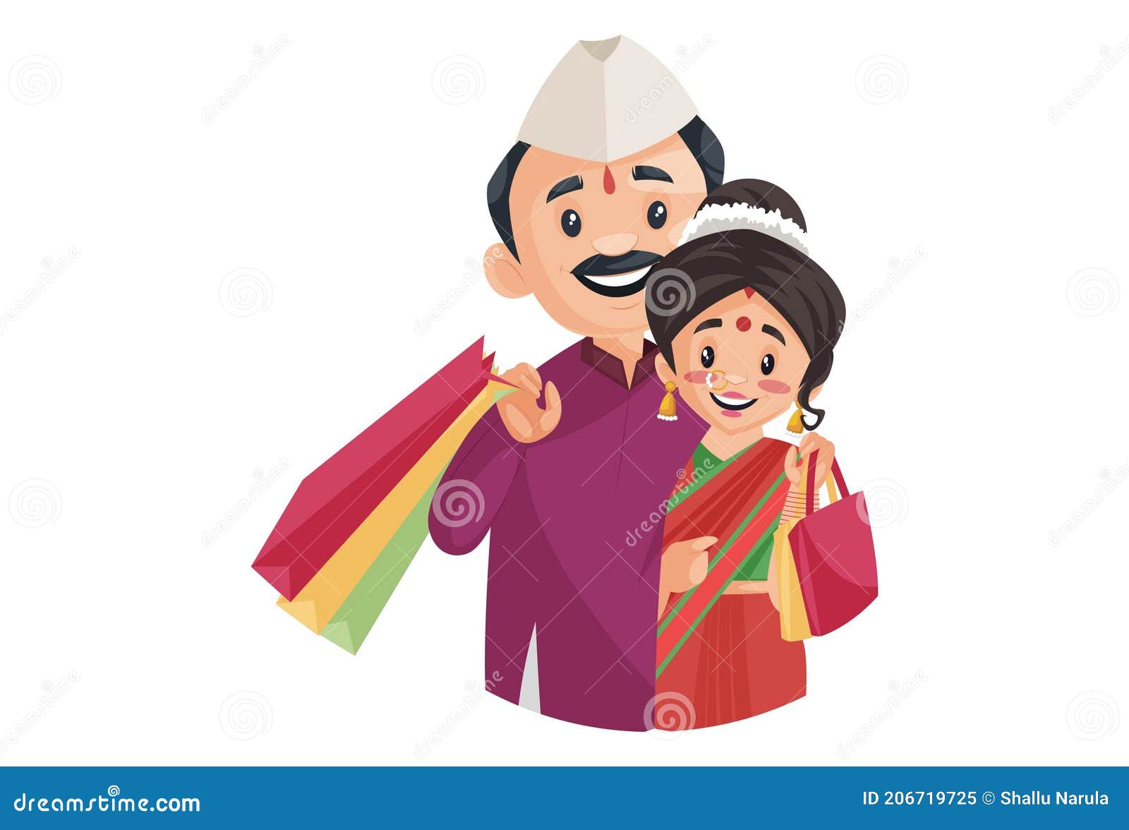 Vector Graphic Illustration of Indian Marathi Couple Stock Vector ...
