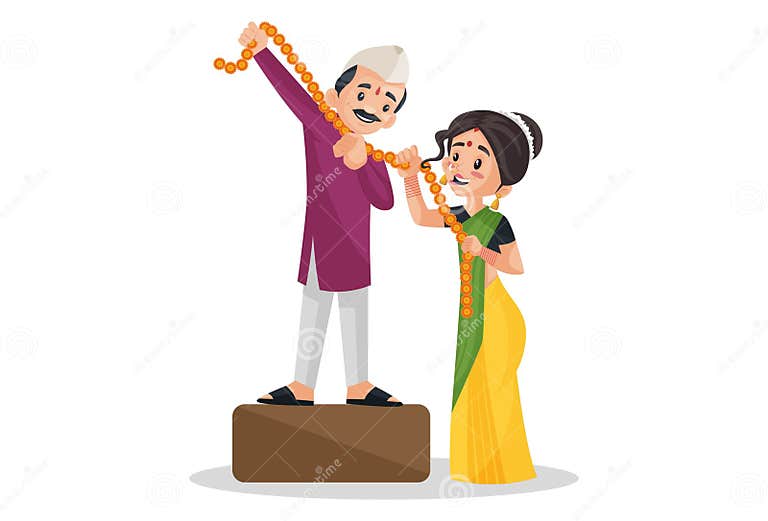 Vector Graphic Illustration of Indian Marathi Couple Stock Vector ...