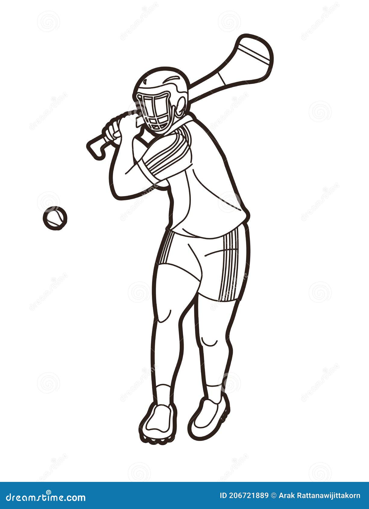 Irish Hurley Sport. Hurling Sport Player Action Cartoon Graphic Vector ...