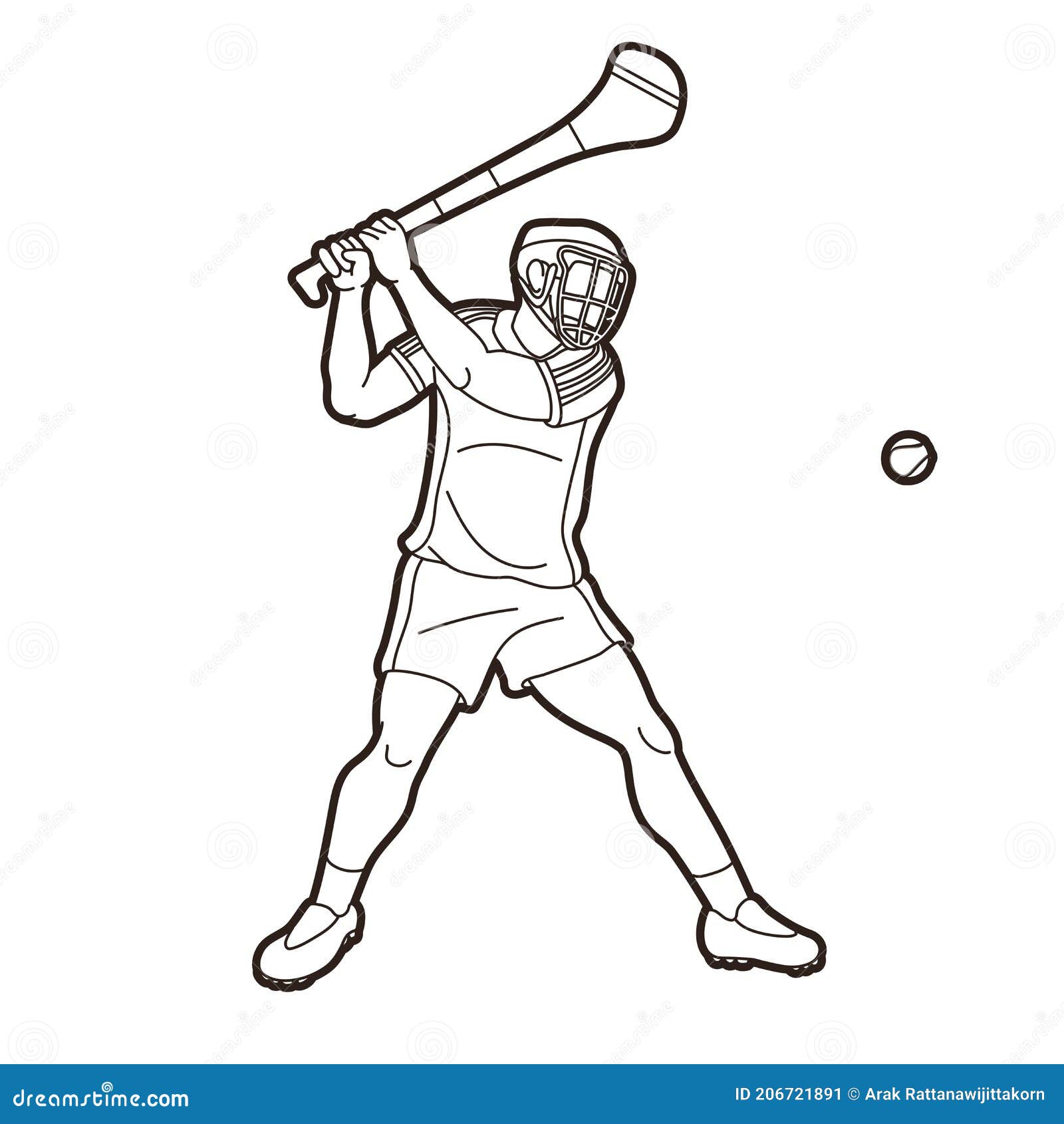 Irish Hurley Sport. Hurling Sport Player Action Cartoon Graphic Vector ...