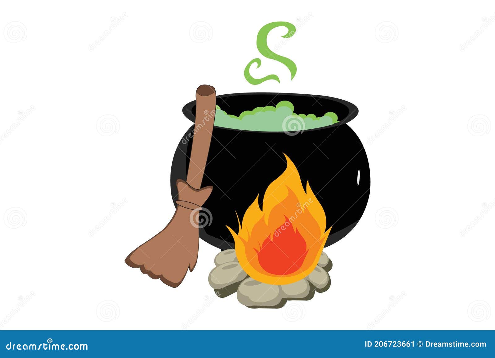 Potions Pot and Magic Flying Broomstick Stock Illustration ...