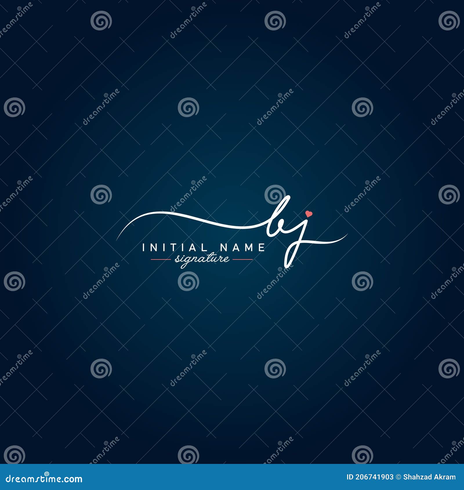 BJ Signature Logo - Handwritten Logo for Initial Letter B and J Stock ...