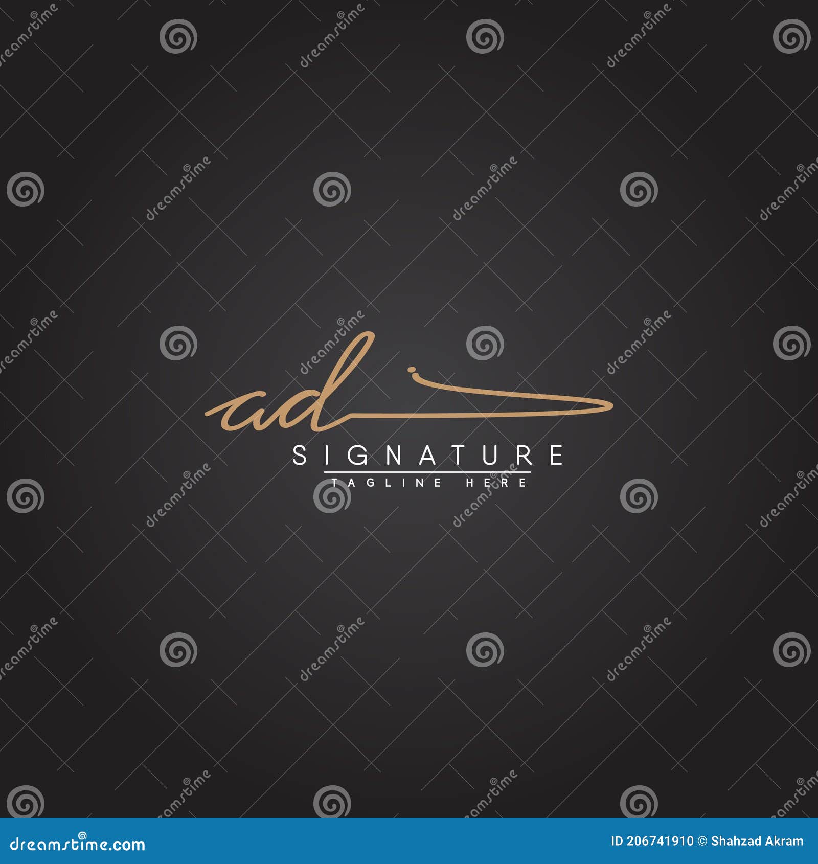 Initial Letter AD Logo - Handwritten Signature Logo Stock Vector ...