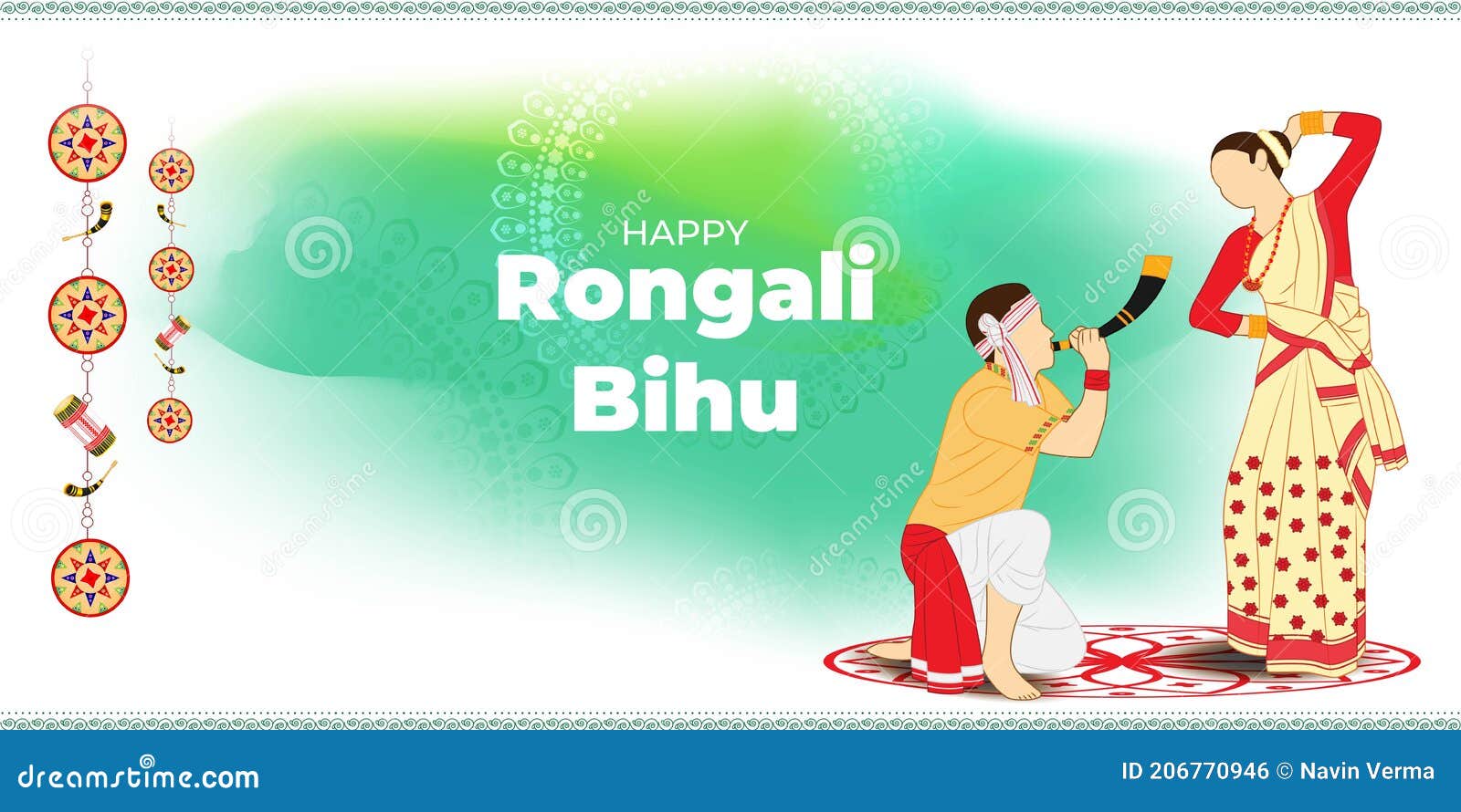 Vector Illustration of Happy Bihu. Stock Vector - Illustration of ...