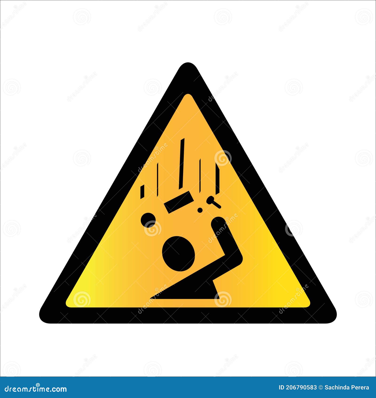Danger Falling Objects Warning Sign Isolated Vector Stock Vector ...