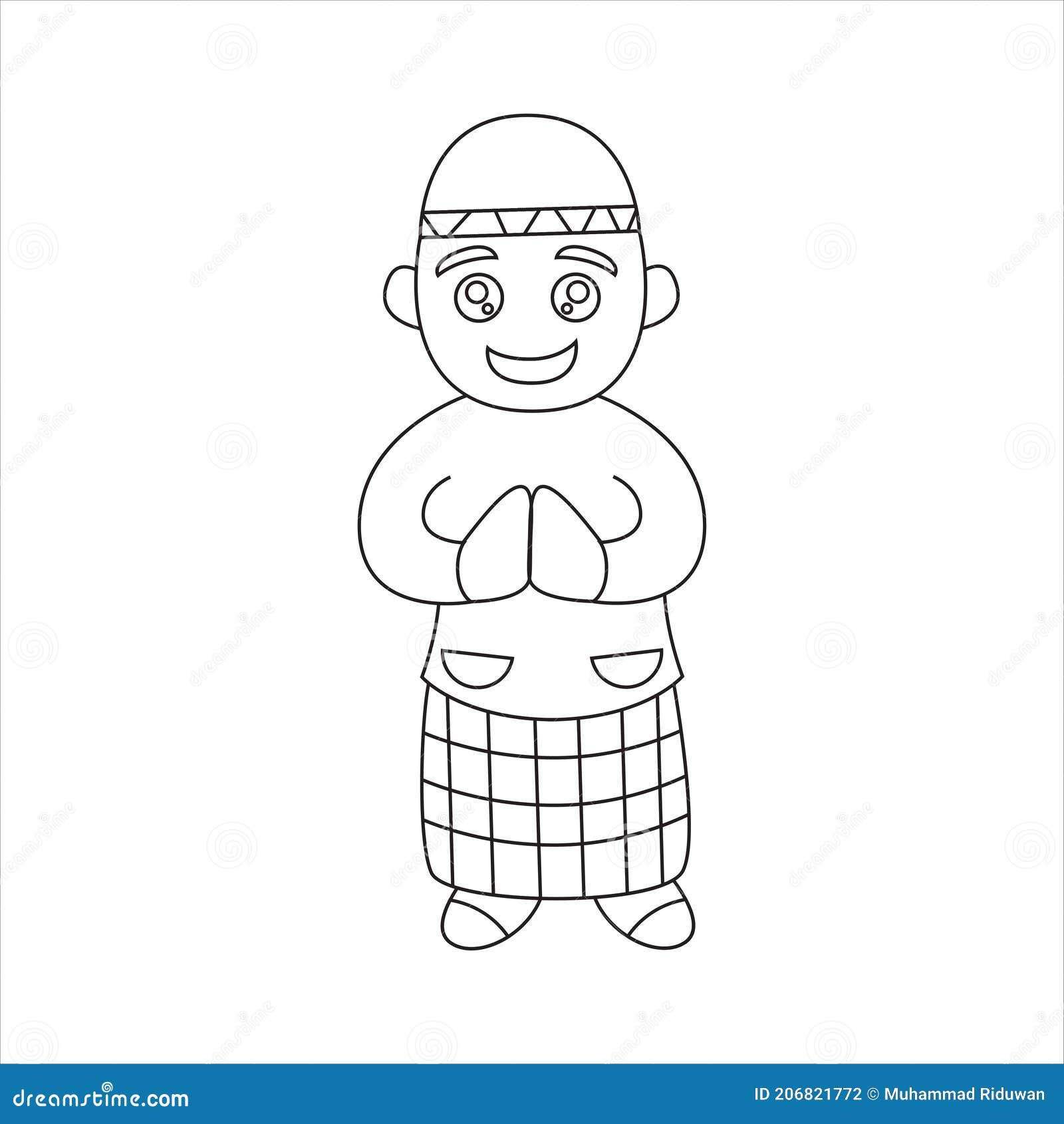 Muslim Man with Outline Design Stock Vector - Illustration of line ...