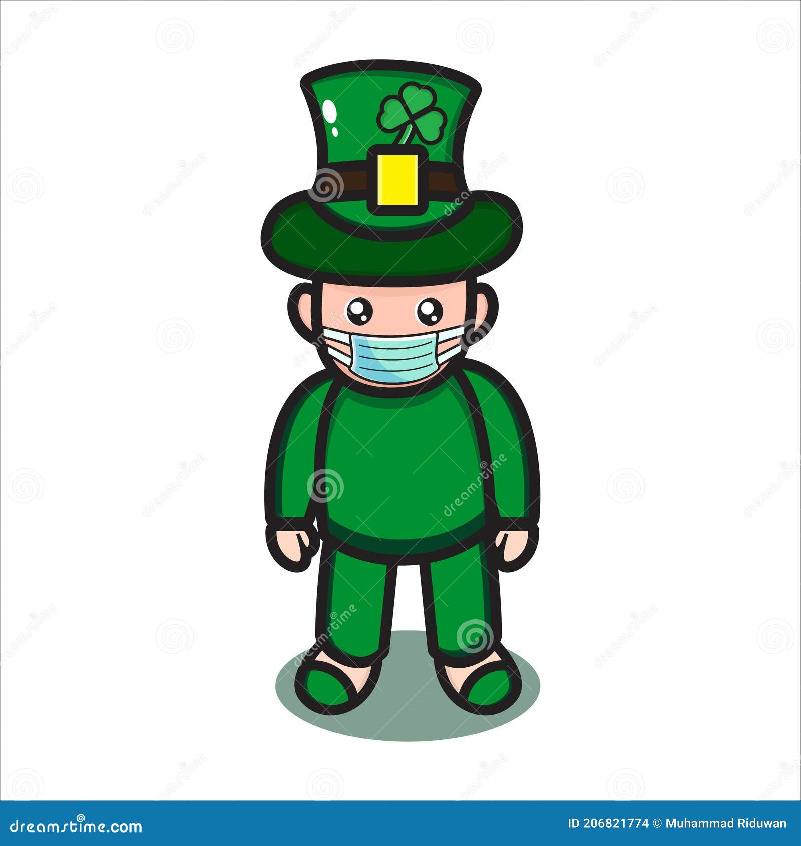 Saint Patrick Character Using Mask Stock Vector - Illustration of cute ...