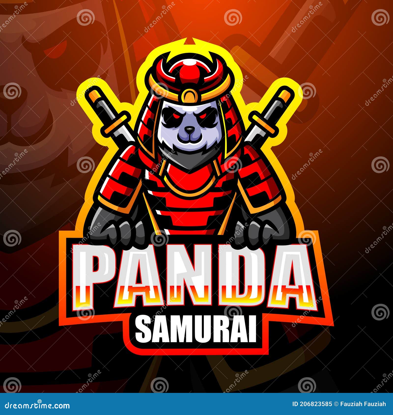 Samurai Panda Mascot Esport Logo Design Cartoon Vector | CartoonDealer ...