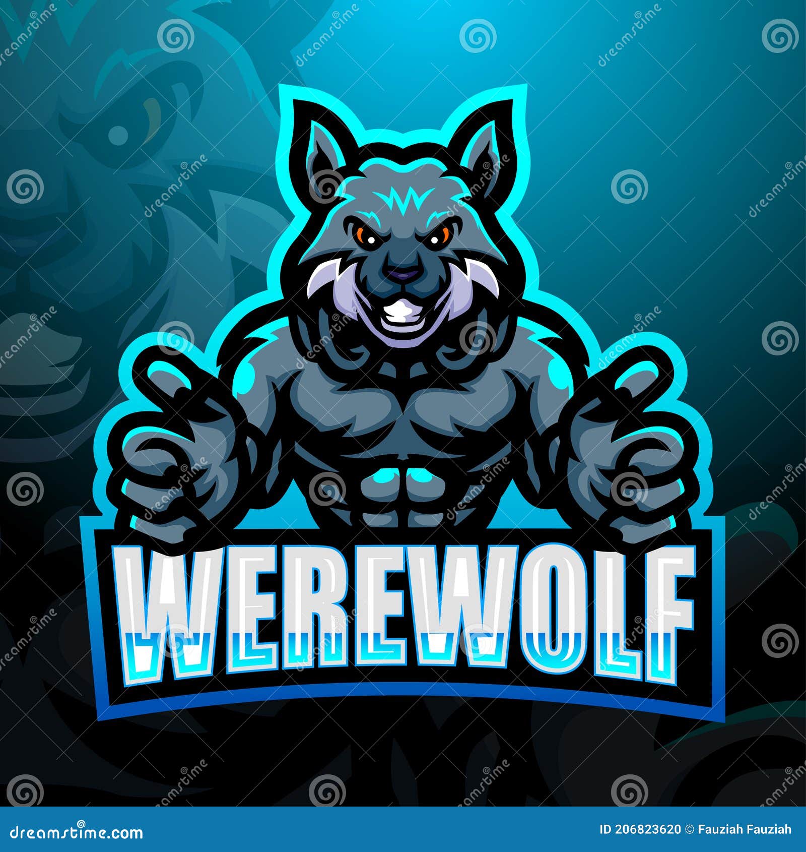 Werewolf Mascot Esport Logo Design Stock Vector - Illustration of game ...