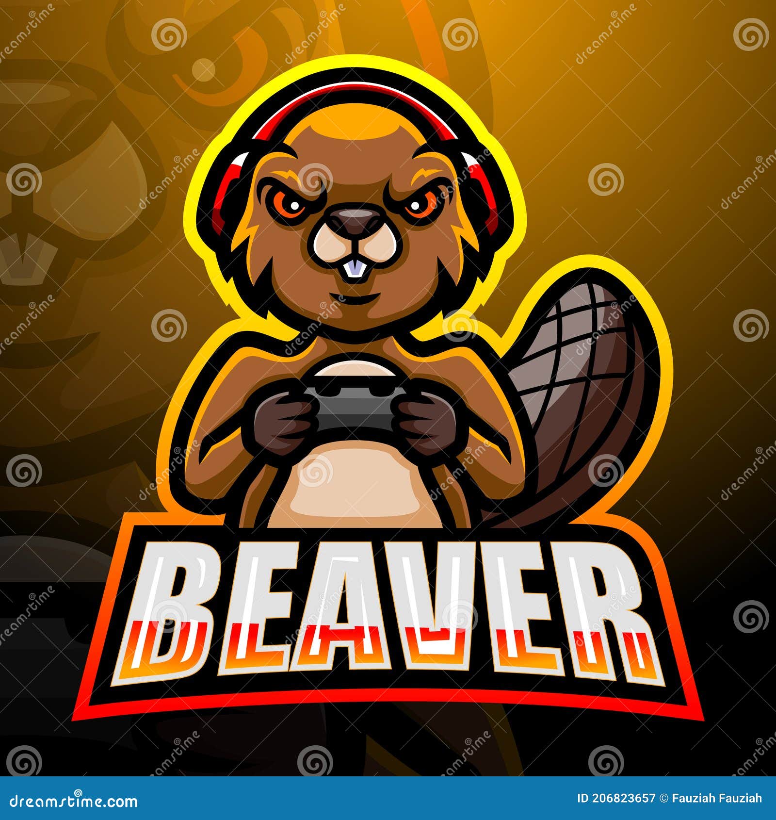Beaver Mascot Esport Logo Design Stock Vector - Illustration of cartoon ...
