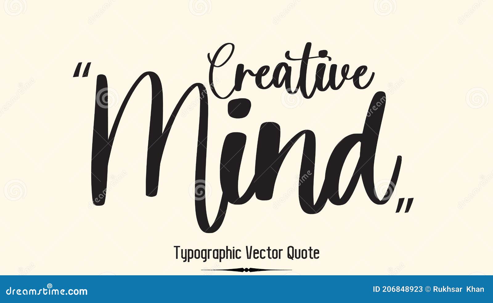 Creative Mind Cursive Calligraphy Black Color Text Inscription on Light ...