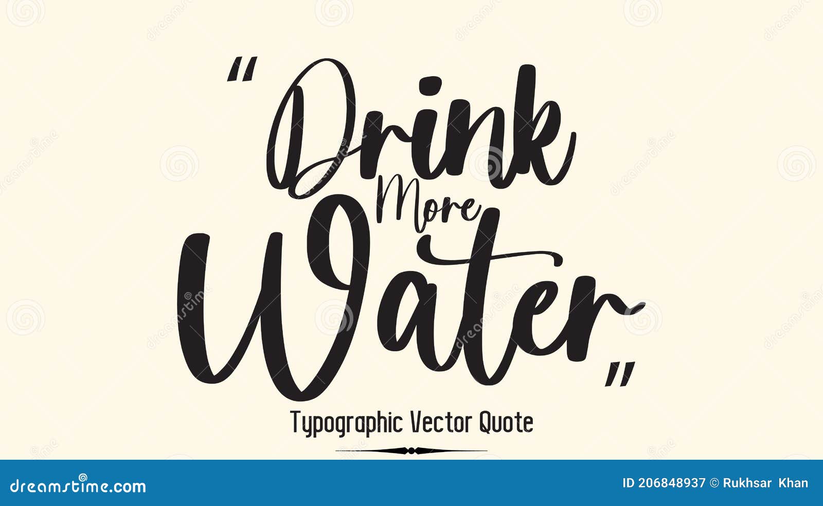Drink More Water Beautiful Calligraphy Black Color Text on Light Yellow ...
