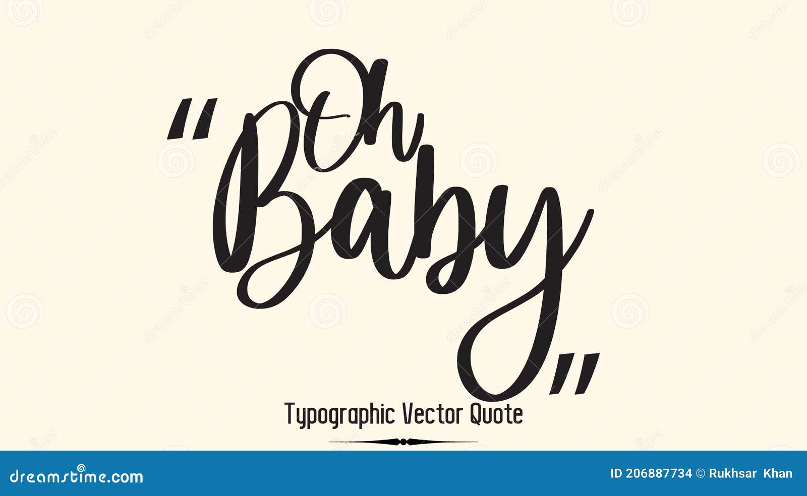 Oh Baby Handwritten Cursive Typography Black Color Text Stock Vector ...