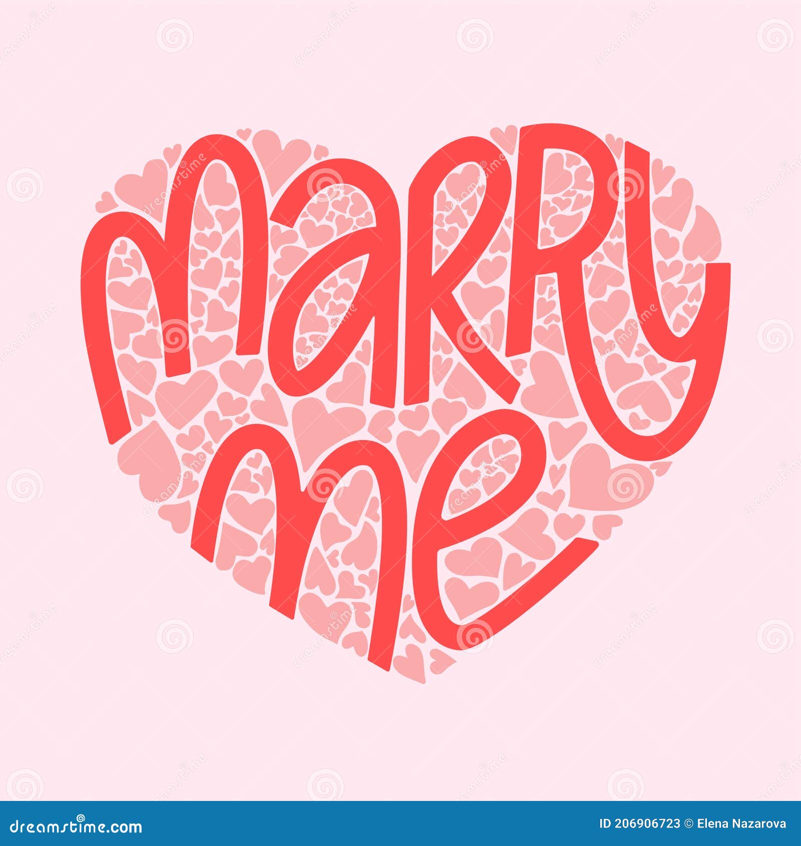Marry Me Hand Lettering Vector Text Decorated with Hearts Stock Vector ...