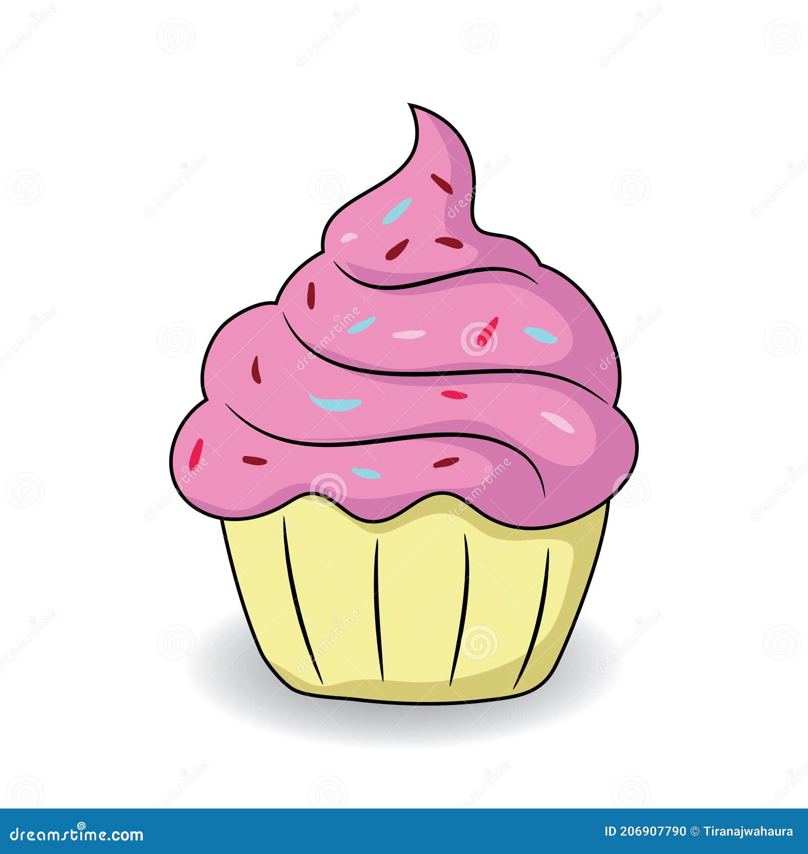 Simple Cartoon Cupcake Vector Illustration Stock Vector - Illustration ...